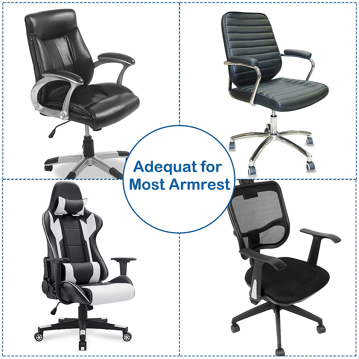 HTVSHEE 4 Pieces Office Chair Arm Covers Computer Rotating Chair Arm Rest Pads Protector Stretch Washable Slipcovers Removable for Home Office Rotating