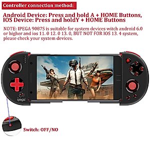 Ipega PG-9087S Wireless Game Controller, Retractable Telescopic PUBG Mobile Controller Joystick Gamepad for Android/iOS Smartphones/Tablets/Smart TV