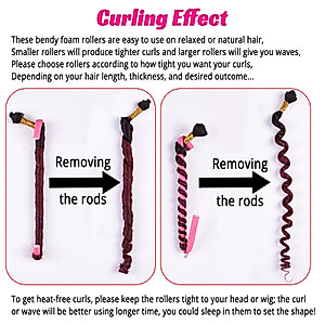 Royota 30PCS 9.45" Heatless Flexible Curling Rod, Skinny Heatless Soft Twist Foam Hair Rollers for Tight Curl Women Girl Home Use Long and Short Hair to Sleep in (0.31 x 9.45 Inch, Random Color)