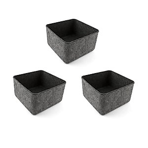 Three by Three Seattle Get Organized with Colorful Two-Tone 'felt-like-it!' Bin 7x7x4: Perfect for Office, Craft Room, Classroom, Living Room, Bedroom Storage, and More (Charcoal) 3 Pack