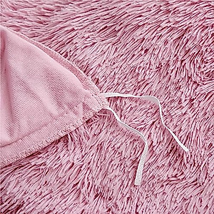 Syalife Plush Fluffy Bedding, Soft Shaggy Comforter Set Twin Size, Faux Fur Pink Shaggy Duvet Cover Set Comforter Cover with Pillow Sham (Twin, Pink)