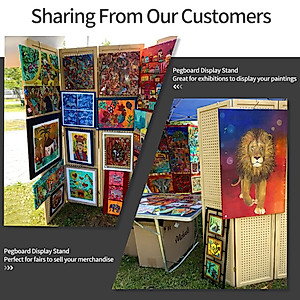 DURASPACE 4 Panel Room Divider 5.6 FT Pegboard Display Folding Wood Privacy Screen Pegboard Stand Organizer for Jewelry, Craft, Cloth, Art Display (Black)