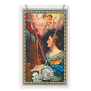 St Cecilia Prayer Card With Medal Patron Saint Catholic Christian Pendant Charm