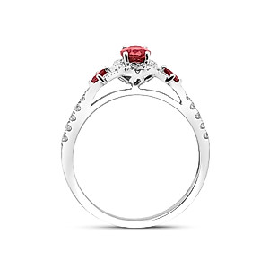 Gin & Grace 10K White Gold Mozambique Genuine Ruby Ring with Diamonds| Ethically, authentically & organically sourced (Oval-cut) shaped Ruby hand-crafted jewelry for her | Ruby Ring for women