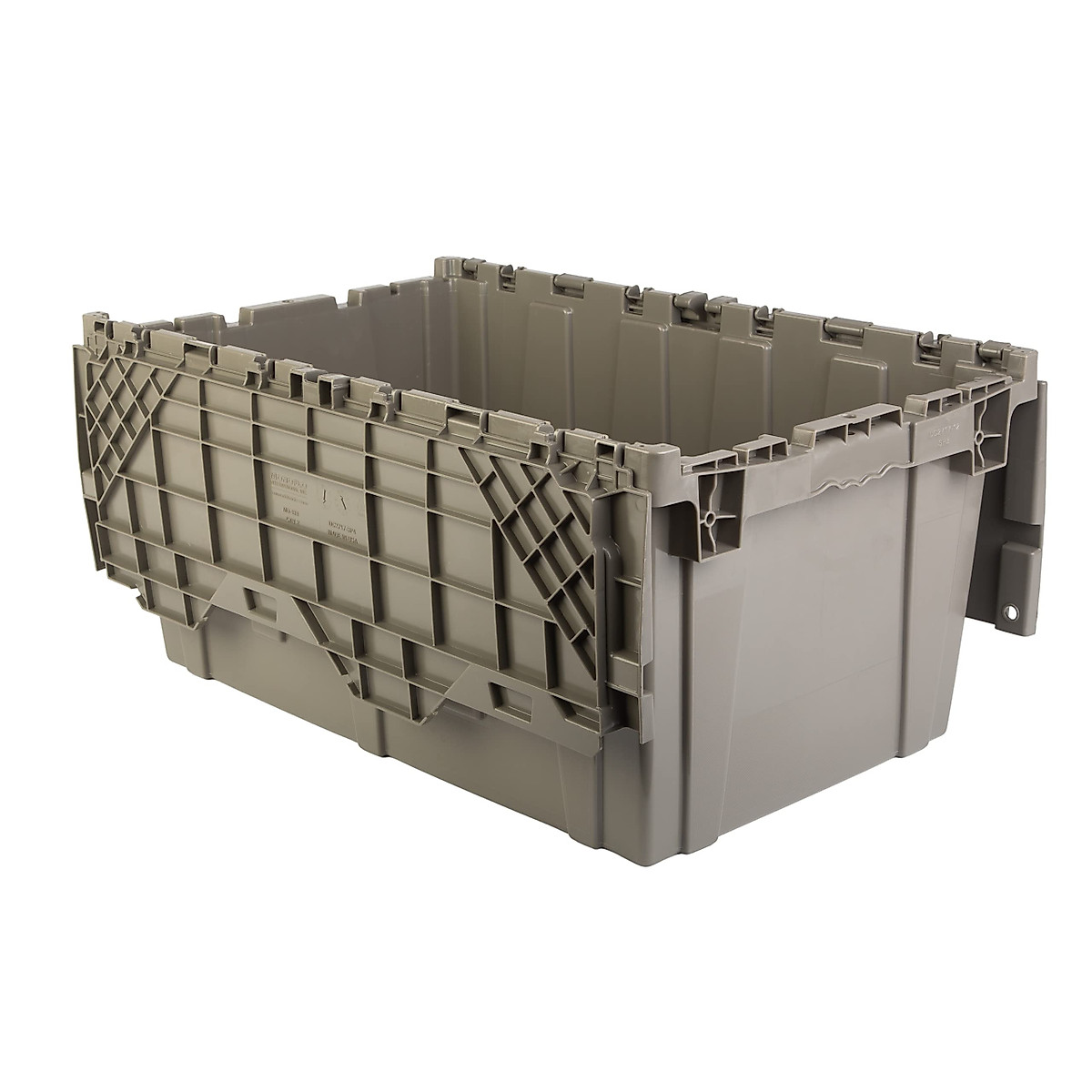 Hudson Exchange 27.3 x 17.2 x 12.6 (3 Pack) Storage Tote Distribution Container with Hinged Attached Lid, Gray/Brown