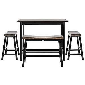 Safavieh Home Collection Haley 4Pc Pub Set, Black/Brown