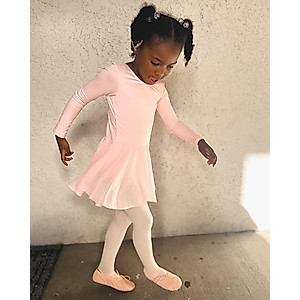 Stelle Ballet Leotards for Girls Long Sleeve Toddler Dance Leotard Outfits with Skirt Classic(Little/Big Kid) (Ballet Pink,5T)