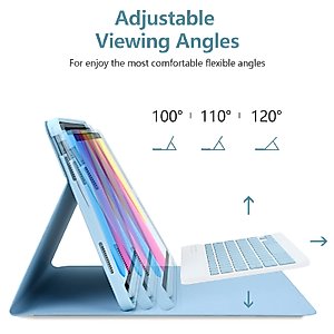 BAMCOO for iPad 10th Generation Case with Keyboard 10.9 2022, Keyboard Case for iPad with Detachable Wireless Keyboard, Rechargeable Keyboard Case with Pencil Holder for iPad 10th (Blue)
