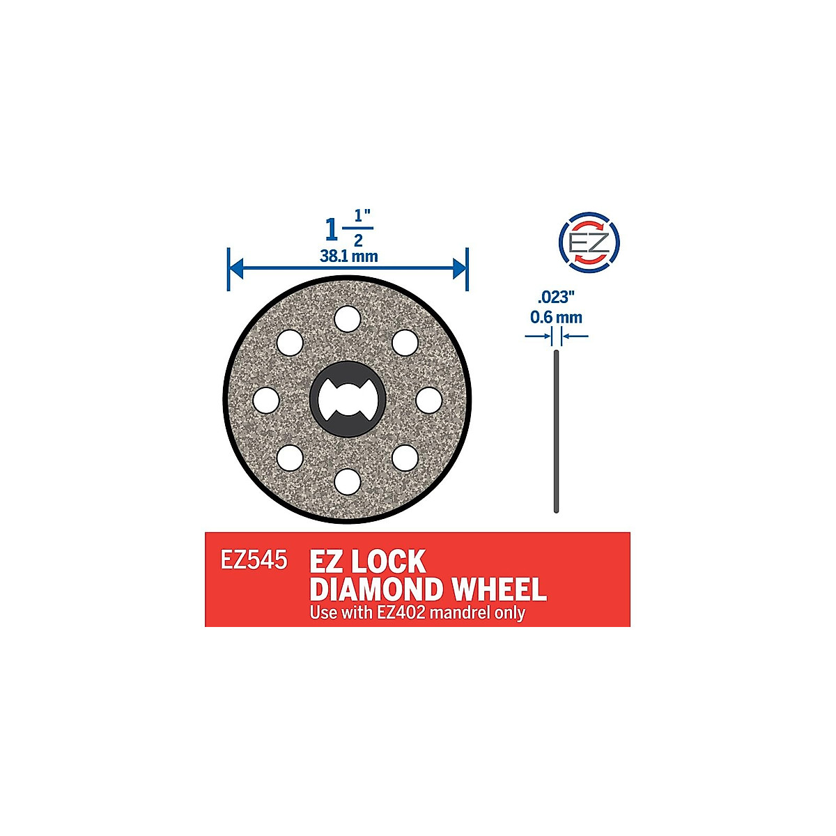 Dremel EZ545 1-1/2-Inch EZ Lock Diamond Cutting Wheel - Rotary Tool Accessory, Perfect for Tile and Metal Cutting