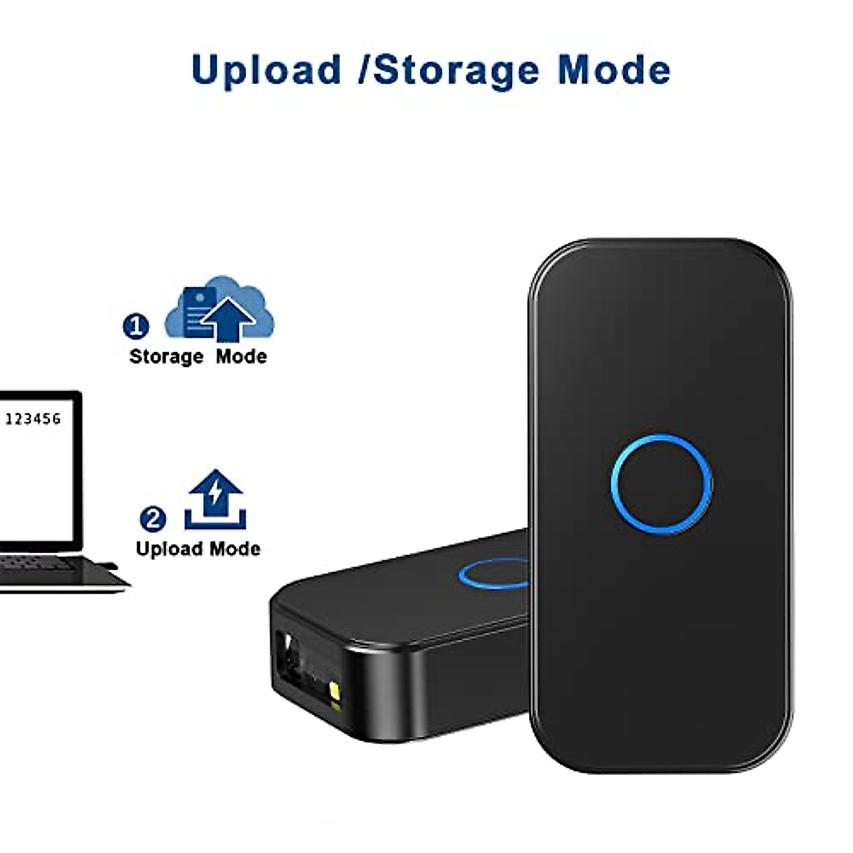 2D Bluetooth Barcode Scanner Wireless Bar Code Scanner QR 3-in-1 Bluetooth/USB Wired/2.4G Wireless Barcode Reader 1D QR Code Scanner for Inventory Code Image Reader for Tablet iPhone iPad Android PC