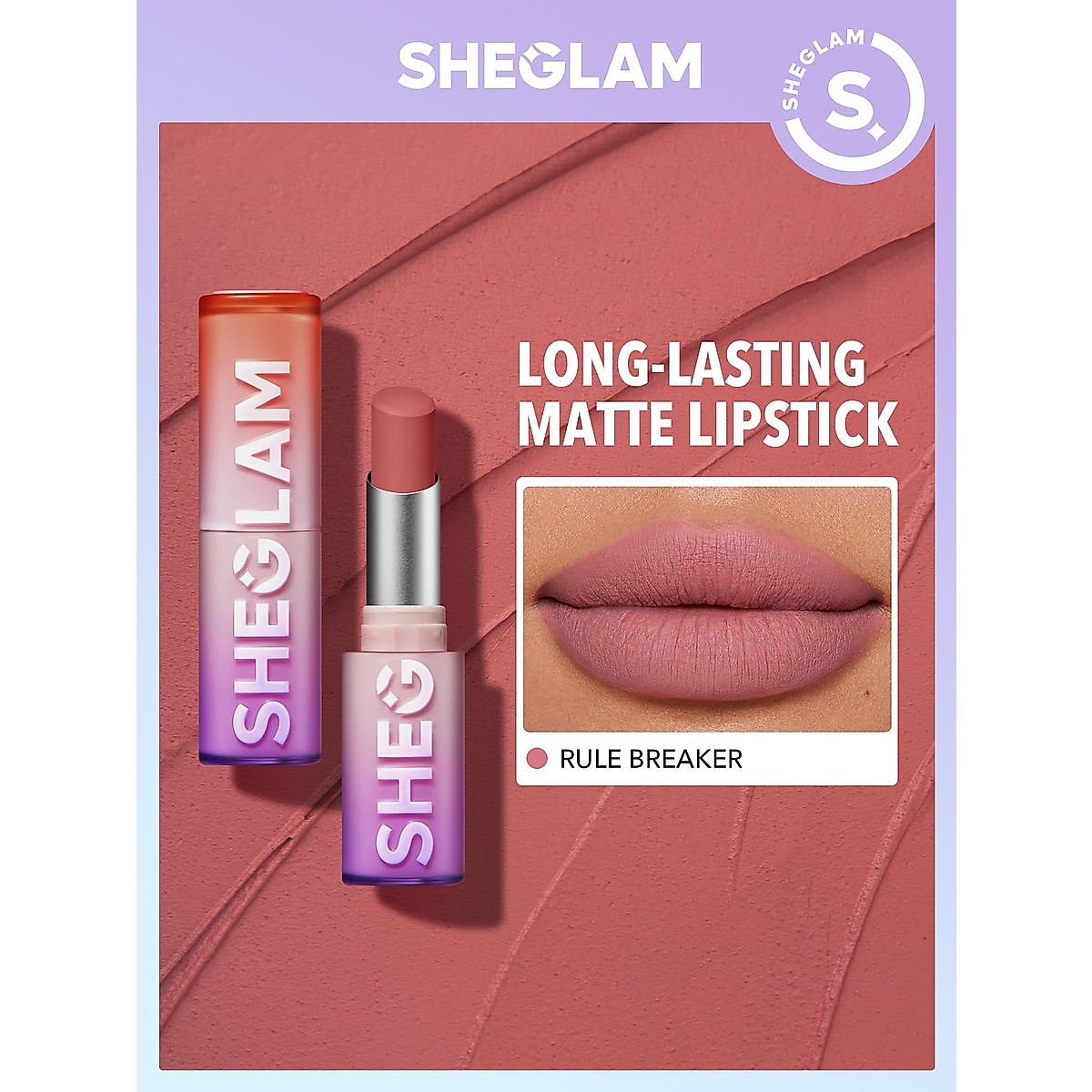 SHEGLAM Dynamatte Boom Waterproof Matte Lipstick Long Lasting Transfer Proof Lip Stick - Rule Breaker