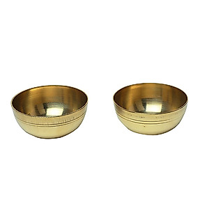 Set of 2 Decorative Pooja Bowls Multipurpose Pooja small Brass Katori Prasad Bowls pooja articles Traditional Festival Housewarming Puja Decoration Items (Size :- 2" Inches)
