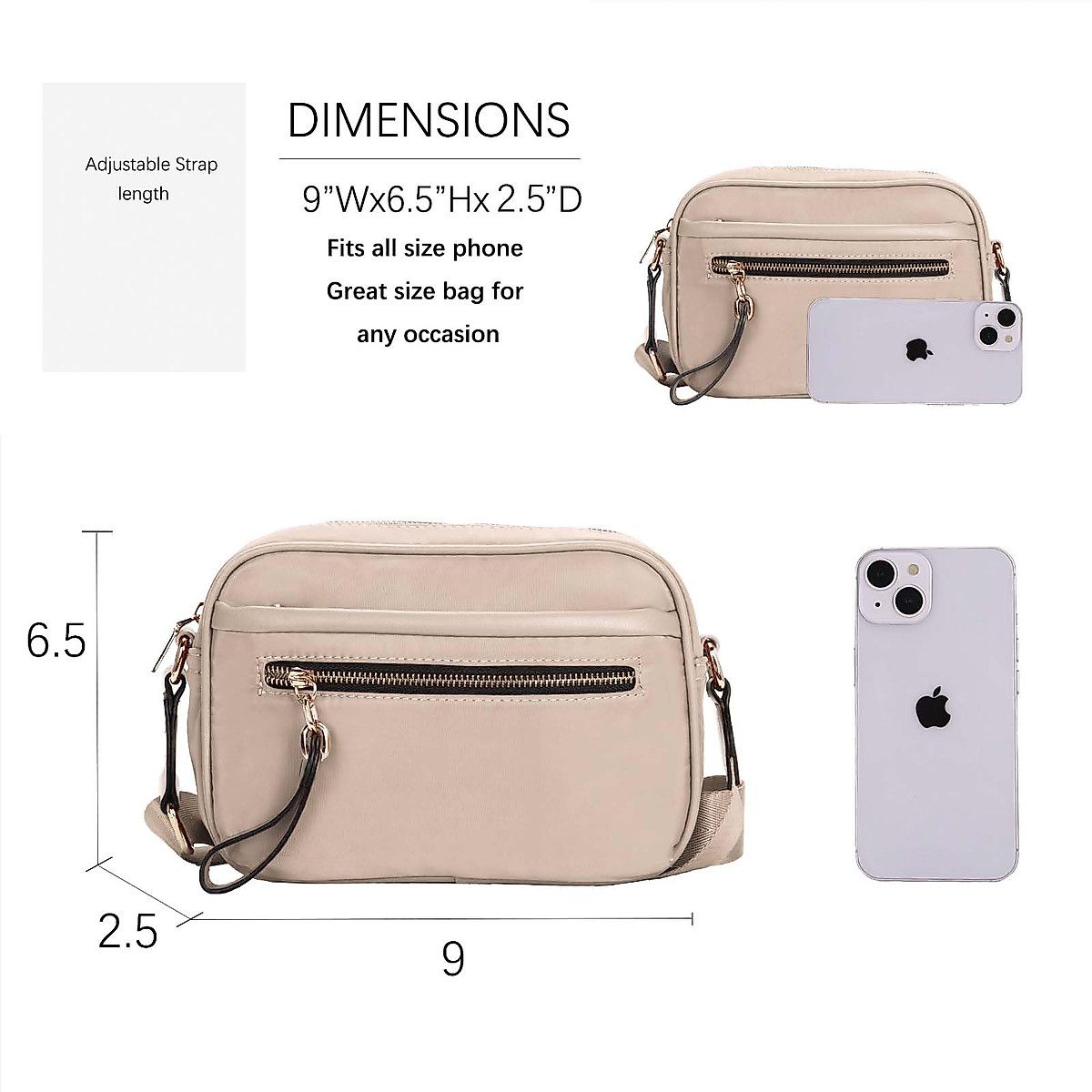 E Nylon Crossbody Bags for Women Small Crossbody Camera Bag Shoulder Purse with Adjustable Wide Strap