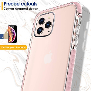 MATEPROX Compatible with iPhone 11 Pro Case Clear Thin Slim Crystal Transparent Cover Shockproof Bumper Case for iPhone 11 Pro 5.8（Pink