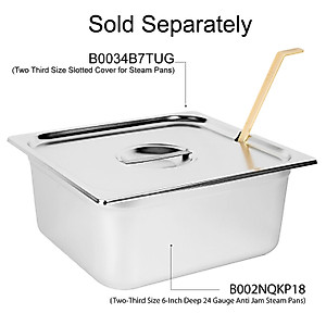 Excellante Two-Third Size 6-Inch Deep 24 Gauge Anti Jam Steam Pans