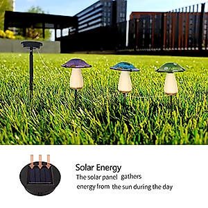 Asense 10 Inch Mushroom Solar Lights Outdoor Garden, 3 Pack Mushroom Solar Yard Decorations for Lawn Patio Courtyard