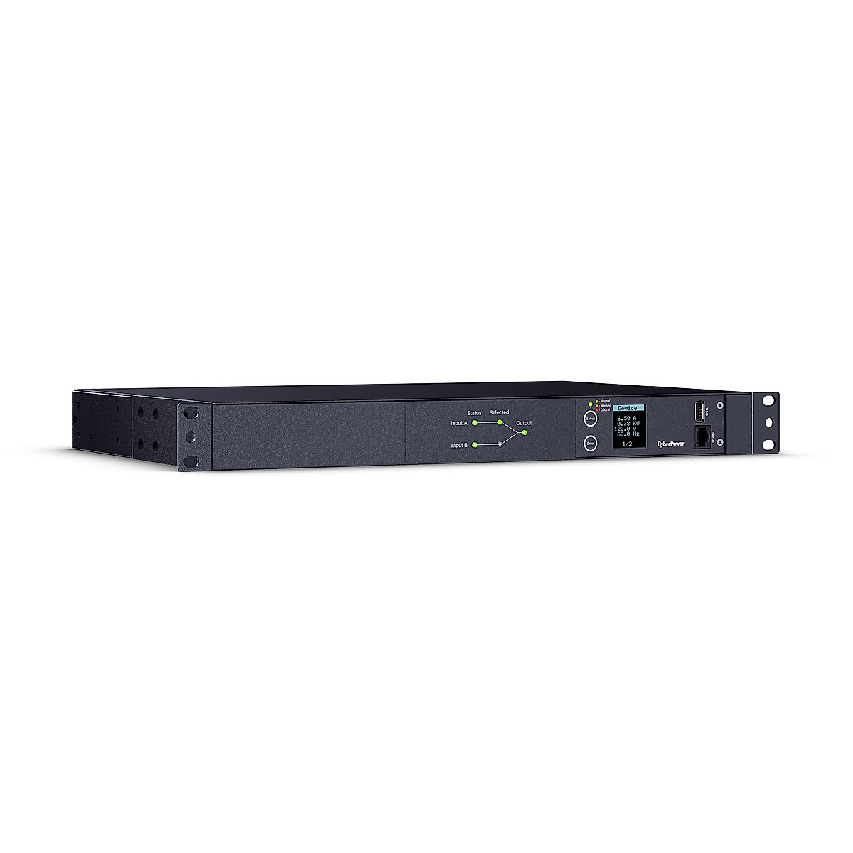 CyberPower PDU24002 Metered ATS PDU, 100-120V, 20A (Derated to 16A), 10 Outlets, 1U Rackmount
