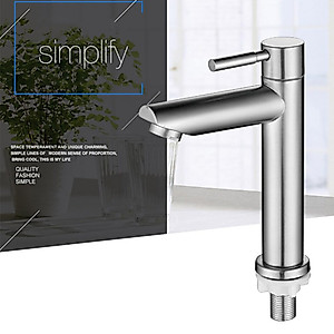 Waterfall Bath Taps Outdoor Sink Single Cold Basin Faucet Stainless Steel Kitchen Faucet Bathroom Metal Faucet (Style 2) Outdoor Spigot Outdoor Spigot Rv Sink