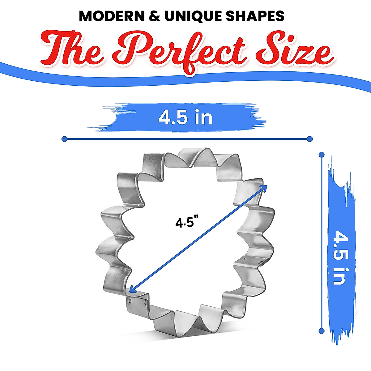 COOKIECUTTER.COM Large Sunflower Cookie Cutter 4.5 Inch –Tin Plated Steel Cookie Cutters – Large Sunflower Cookie Mold