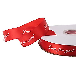Hztyyier 100 Yards Red Satin Ribbon, 1.02 in Wide just for You Fabric Ribbon for Gift Wrapping, Floral Arrangements, Hair Bows, Sewing, Wedding Party Decoration
