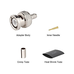 MOOKEERF 10 Pack 50 Ohm BNC Male Crimp Connector,BNC/Q9 Connector for RG58/RG142/RG400/LMR195/KSR195/3D-FB Cable