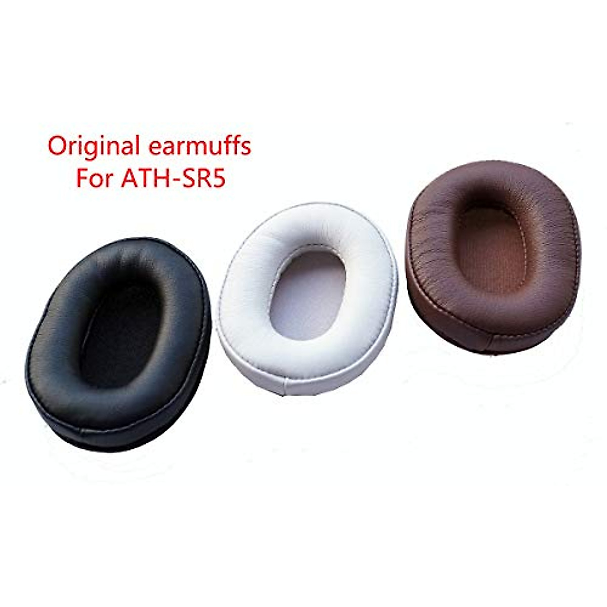Replacement Leather Ear Pads (Original Earmuffs) Compatible with Audio-Technica ATH-SR5, ATH-SR5BT, ATH-MSR5 Headphones (Black)