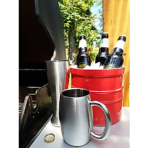RSVP International Brushed Stainless Steel Barware Collection, Double Wall Beer Mug