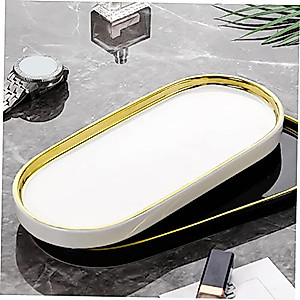 Cabilock Ceramic Tray Towel Storage Tray Jewelry Storage Plate Makeup Organizer Bathroom Storage Plate Vessel Sink Vanity Tabletop Storage Tray Coffee Table Ceramics Decorative Plates