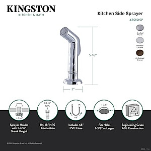 Kingston Brass KBS828SP Kitchen Faucet Side Sprayer, Brushed Nickel