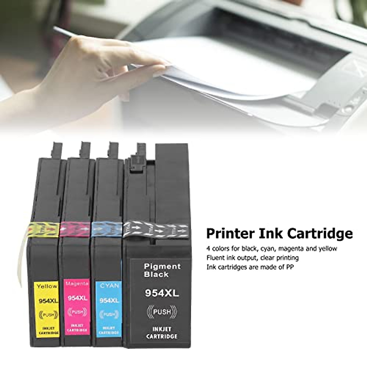 Hilitand 4 Colors BK C M Y Printer Ink Cartridge Set Large Page Capacity Smart Chip Practical Printer Cartridge for Office Printing