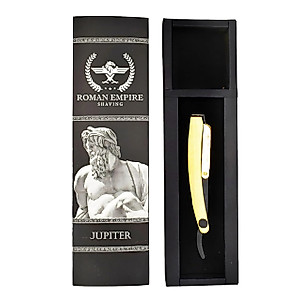 ROMAN EMPIRE SHAVING Jupiter New Straight Razor for Professional Barber with 20 Blades Sampler (Astra-Sharp-Shark-Treet)