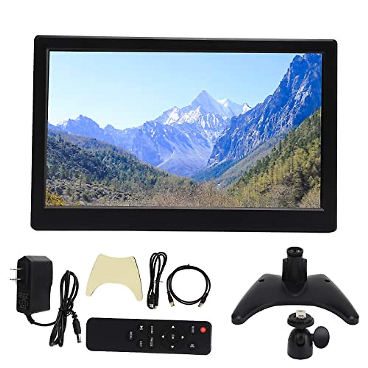 Qiilu 11.6 Inch LCD Monitor with VGA HD Multimedia Interface Portable 1080P HD Color Screen with Speaker Remote Control 100‑240V Interface: VGA, HD Multimedia Interface, Video,