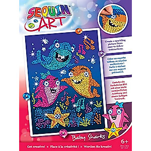 Sequin Art Red Baby Sharks, Sparkling Arts and Crafts Kit; Creative Crafts for Adults and Kids