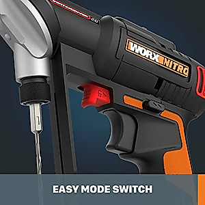 Worx Nitro 20V SwitchDriver 2.0, 2-in-1 Brushless Cordless Drill Driver, 2-in-1 Drill Set Rotatable Dual 1/4" Chucks, Compact Cordless Drill with Digital Torque Setting WX177L.9 – (Tool Only)
