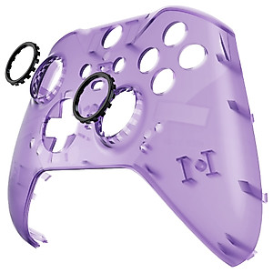 eXtremeRate Clear Atomic Purple Replacement Faceplate Cover for Xbox One Elite Controller Series 2 (Model 1797), Custom Front Housing Shell Case & Accent Rings for Xbox Elite Series 2 Core Controller