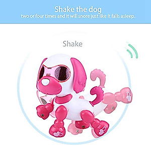 Robot Dog Toy, Electronic Robot Dog Pet Toy Smart Kids Interactive Walking Sound Puppy with LED Light Educational Toy Gift Robot Dog Toy for Kids Children (Rose Red)