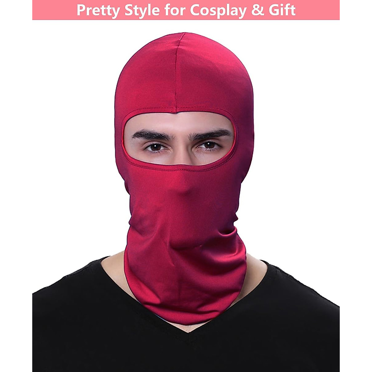Balaclava Ski Mask Head Mask Full Face Mask Windproof Face Cover Sun UV Protection Scarf Men Women Outdoor Sport Cycling Cap (Dark Red)