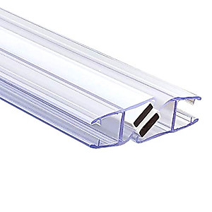 Universal 45 Degree Shower Door Magnetic Profile Seal for Glass-to-Glass Applications - 73" Long with White Magnet for 5/32", 3/16", 1/4" or 5/16" Glass - Pack of 2