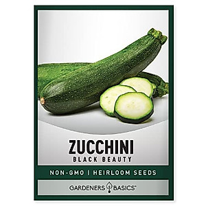 Zucchini Seeds for Planting - Black Beauty Green Heirloom, Non-GMO Vegetable Summer Squash Variety- 3 Grams Seeds Great for Summer Garden by Gardeners Basics