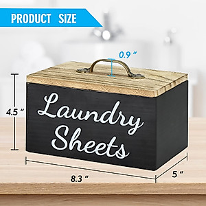 Laundry Dryer Sheet Dispenser Dryer Sheets Holder with Lid for Laundry Room Decor, Wooden Fabric Softener Dispenser Detergent Holder, Dryer Sheet Container for Laundry Room Organization Storage