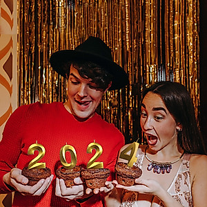 2024 Candles Graduation Decorations Class of 2024 Cake Topper Number 2024 Candle New Years Happy Birthday Party Supplies Gold Party Decor