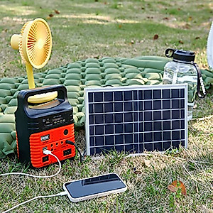 UPEOR Solar Power Generator-Portable Power Station-8000mAh Solar Power Generator with Solar Panel,MP3&FM Radio,Bluetooth,3 Sets LED Lights,Home Outdoor Solar Generator for Camping Emergency(Red)