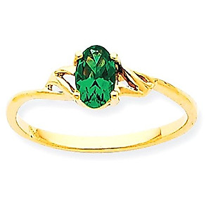 IceCarats 10K Yellow Gold Green Emerald Ring Gemstone Band May Birthstone Jewelry Size 7