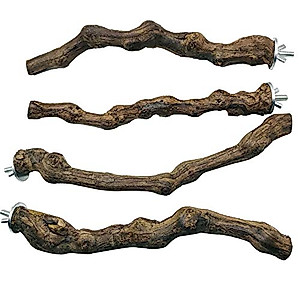 Allazone 5 PCS Bird Perch Natural Grape Stick Bird Standing Stick Swing Chewing Bird Toys Natural Grapevine Bird Cage Perch for Parrot Cages Toy for Cockatiels, Parakeets, Finches