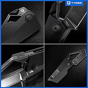Tyger K7 EDC Folding Pocket Knife | Black Stone-washed 154CM Steel Blade | G-10 Handle | TG-KF9C2898
