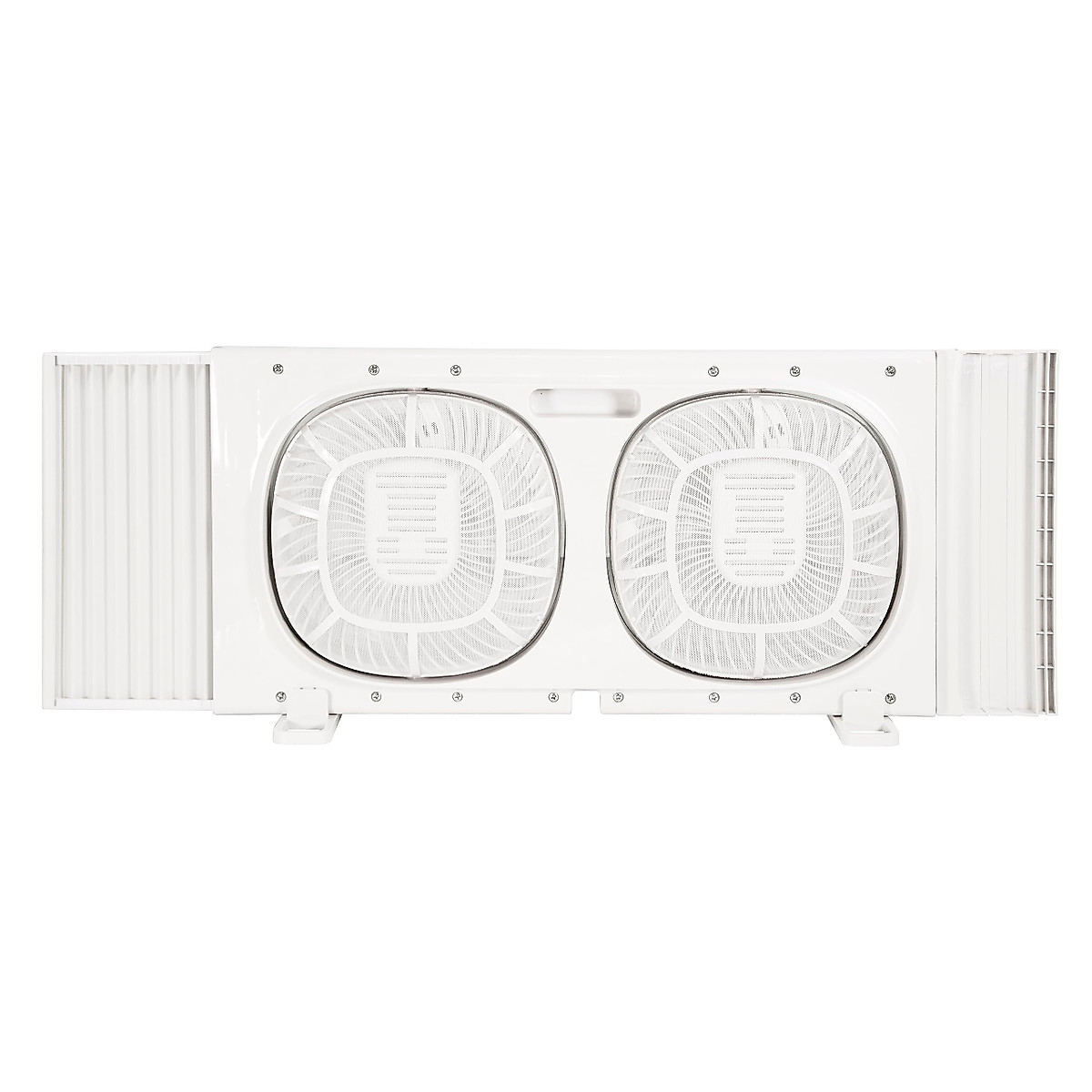 Comfort Zone Living Comfort Twin Window Fan with Individually 180 Degree Rotating Fan Heads, 9 inch, 2 Speed, Plastic Removable Bug Screen, Ideal for Home, Kitchen, Bedroom, & Office, LC329WT