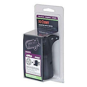 CURT 57245 7-Way RV Blade Vehicle-Side to 4-Way Flat Trailer Wiring Adapter with Tester, Black