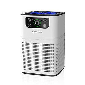 Air Purifier for Home Bedroom, FETIONS Air Cleaner with Ambient Light Fragrance Sleep Mode 3-in-1 Filtration System for Office Dorm, Compact with H13 HEPA Filter for Dander Pollen Odor, White,1 Pack