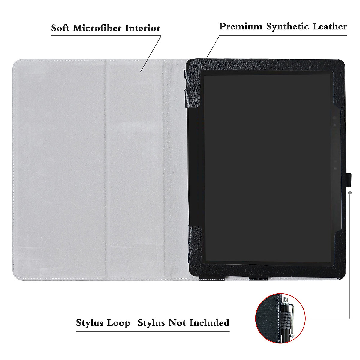 Dell Latitude 5285 Case,Mama Mouth PU Leather Folio Stand Cover for 12.3" Dell Latitude 5285 (12.3 Inch HD IPS Touch) 2in1 Laptop,Black