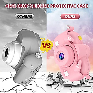 Kids Digital Camera, 1080P HD Digital Video Cameras for Girls Age 3-9, Perfect Christmas Birthday Gift Portable Camera for 3 4 5 6 7 8 9 Year Old with 32GB SD Card